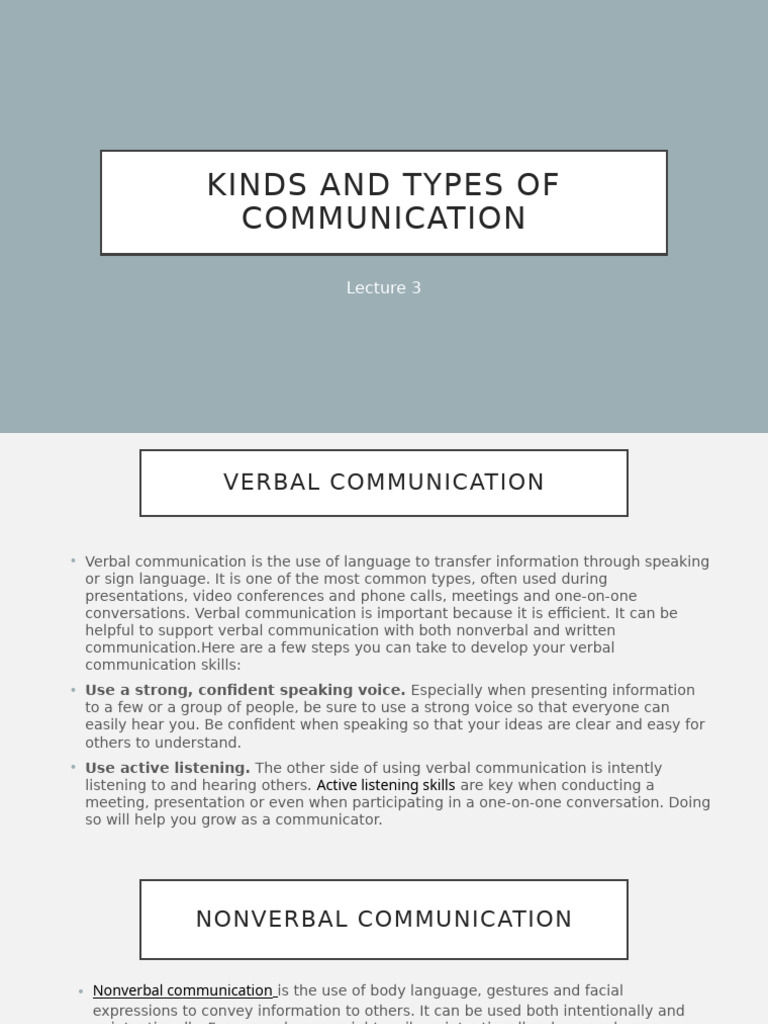 Kinds and Types of Communication Lec 3 | PDF