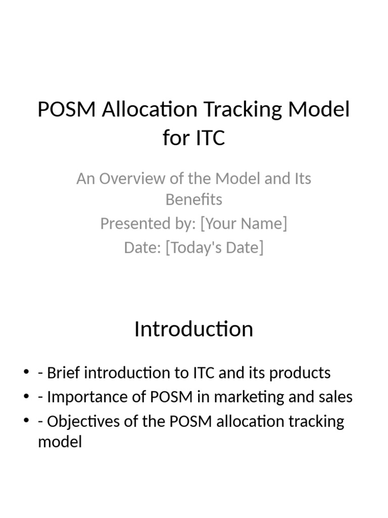 POSM Allocation Tracking Model ITC | PDF