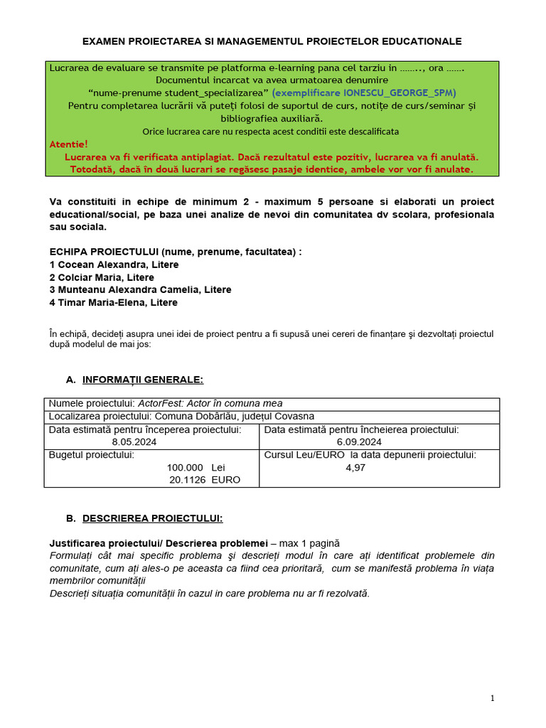 Proiect Educational | PDF