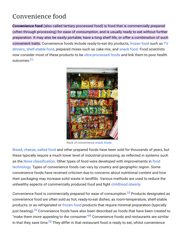 Convenience Food - Wikipedia | PDF