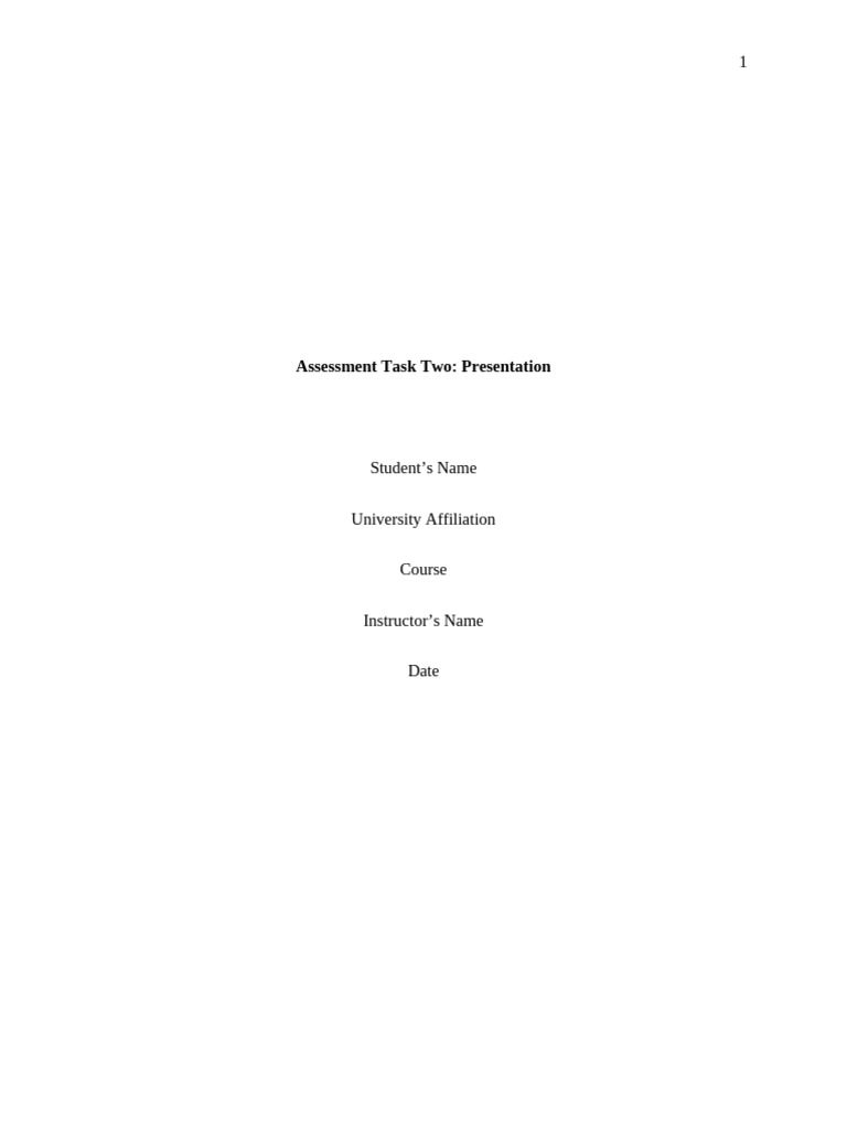 Assessment Task Two Presentation | PDF