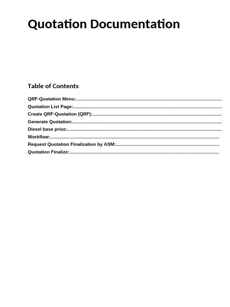 Quotation Documentation Draft Final Version | PDF