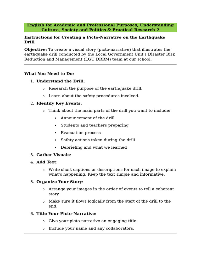 Picto Narrative General Instruction | PDF