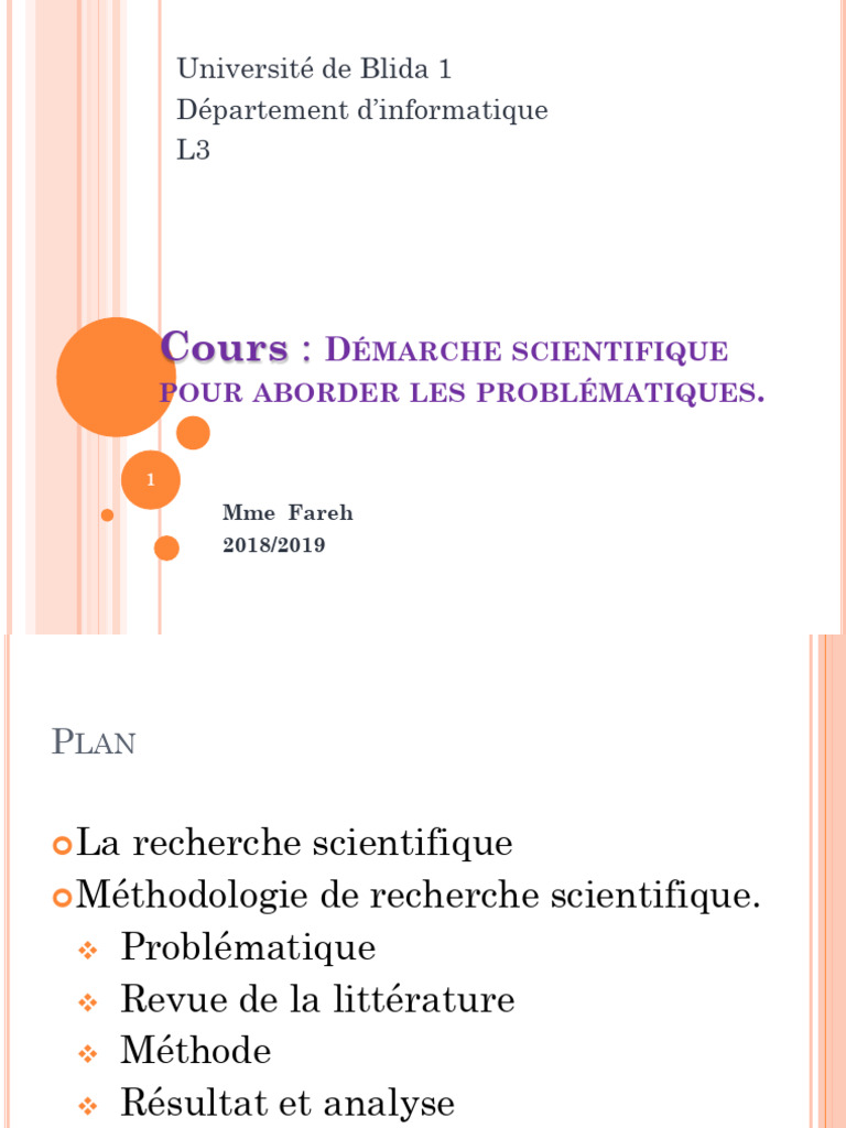 Cours DEMARCHE SCIENTIFIQUE POUR ABORDER | PDF