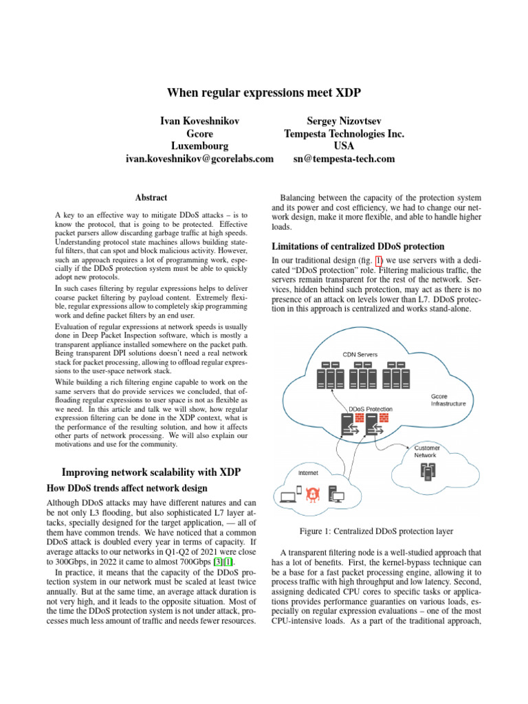 XDP & Regex: Advanced DDoS Defense | PDF | Denial Of Service Attack ...
