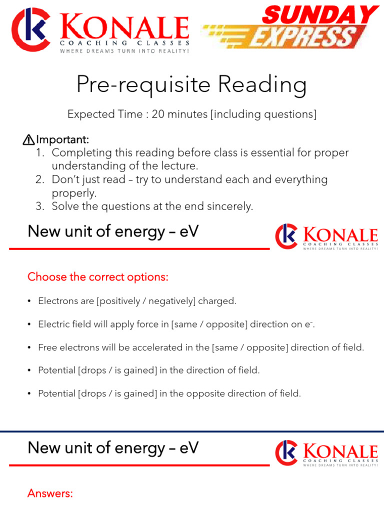 Pre Requisite Reading | PDF