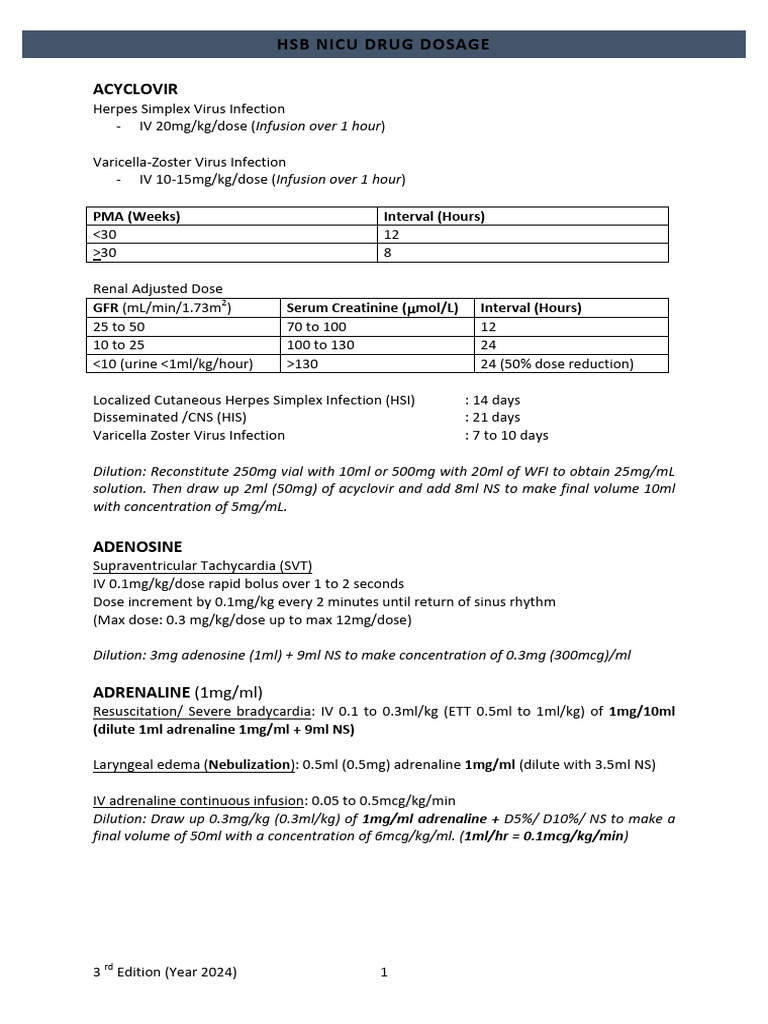 HSB NICU DRUG Edited 2024 | PDF