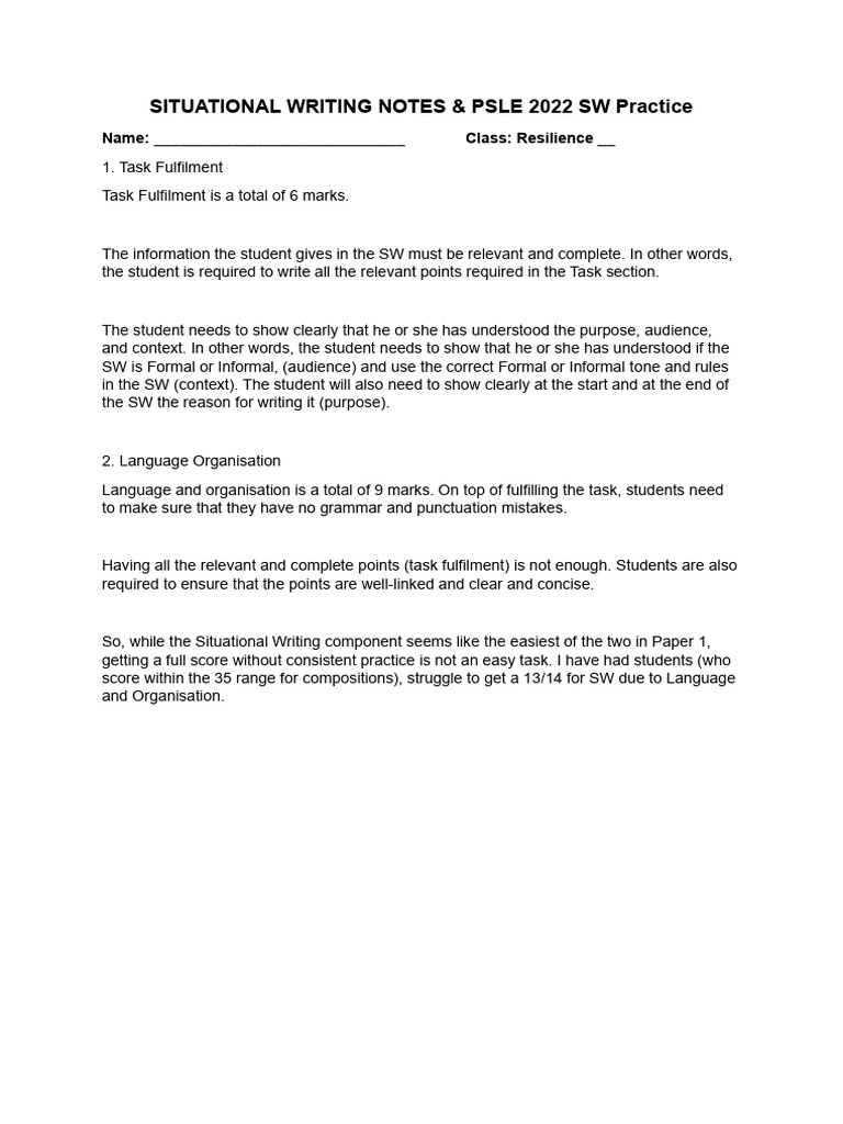 Situational Writing Notes | PDF