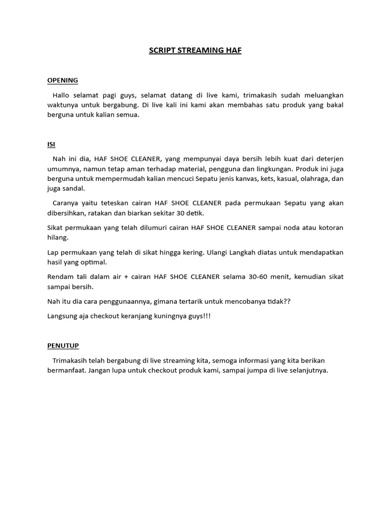 Script Live Streaming | PDF