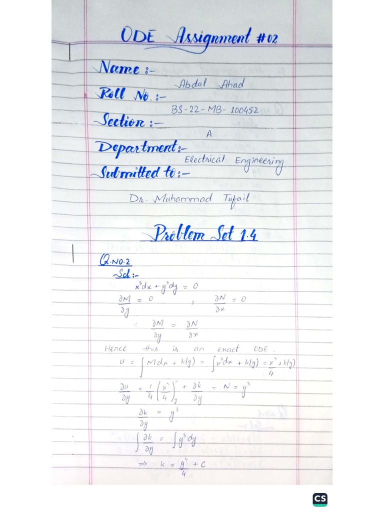 ODE Assignment #02 | PDF