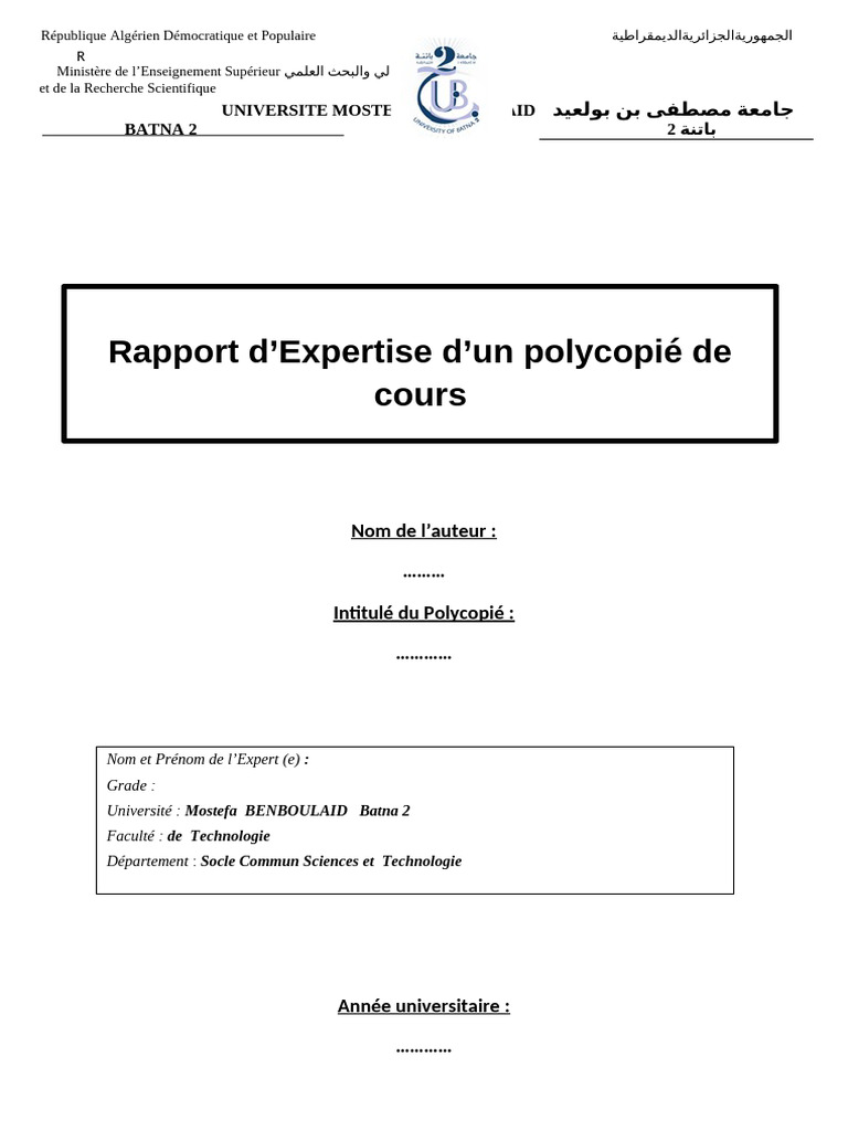 Model Rapport Dexpertise | PDF