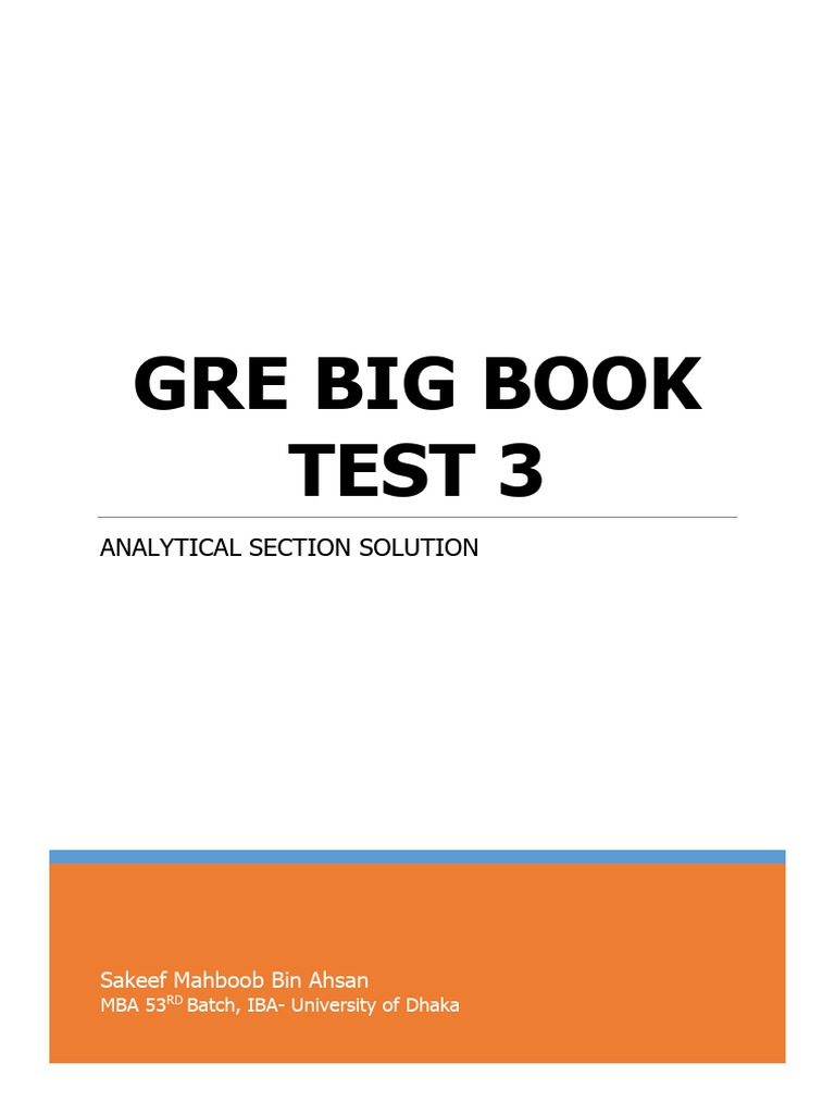 GRE Big Book Test 3 Analytical Section Solution | PDF