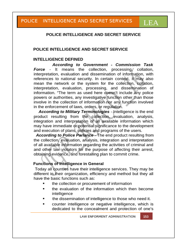 Chapter 4 Police Intelligence Secret Service 1 | PDF