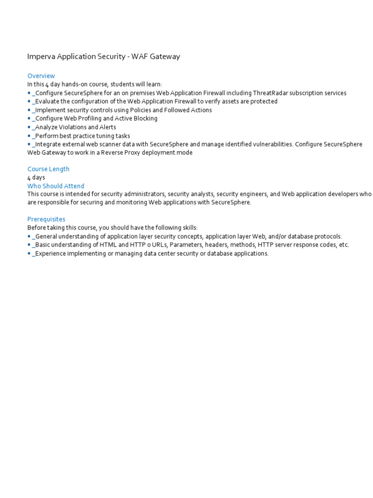 Imperva Application Security - WAF Gateway | PDF