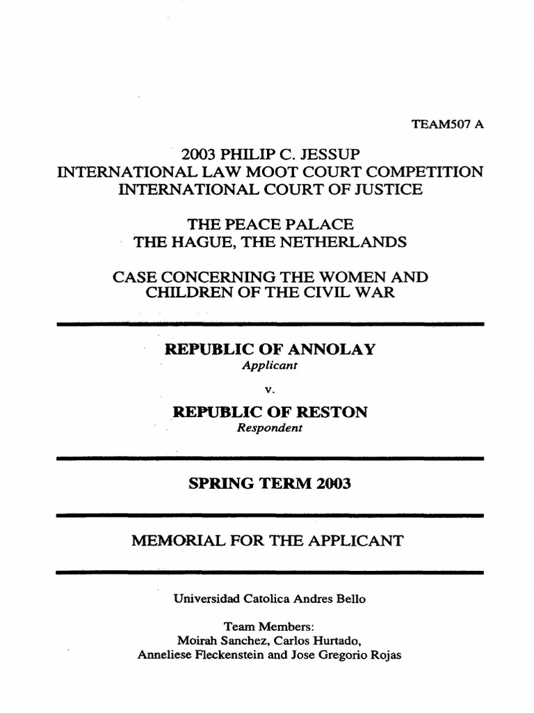 2003 Philip C. Jessup International Law Moot Court Competition in | PDF