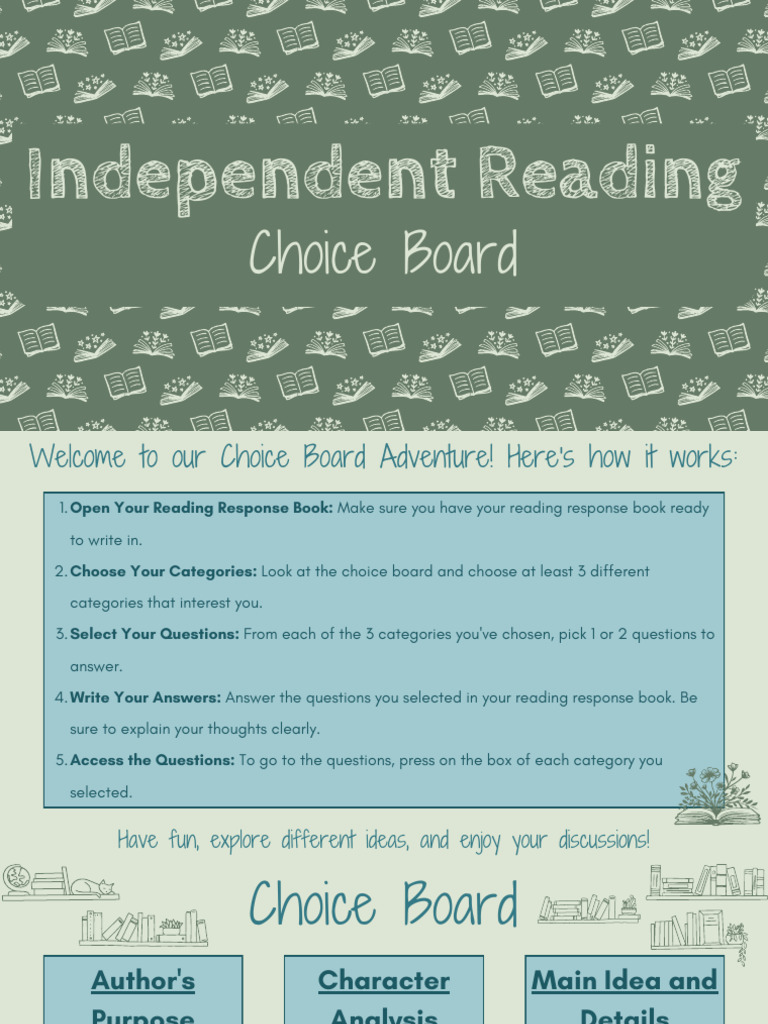 Independent Reading Choice Board | PDF