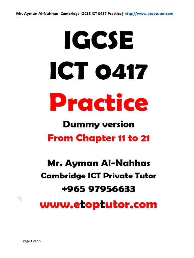 ICT Ol Note Pratice Dummy Version | PDF