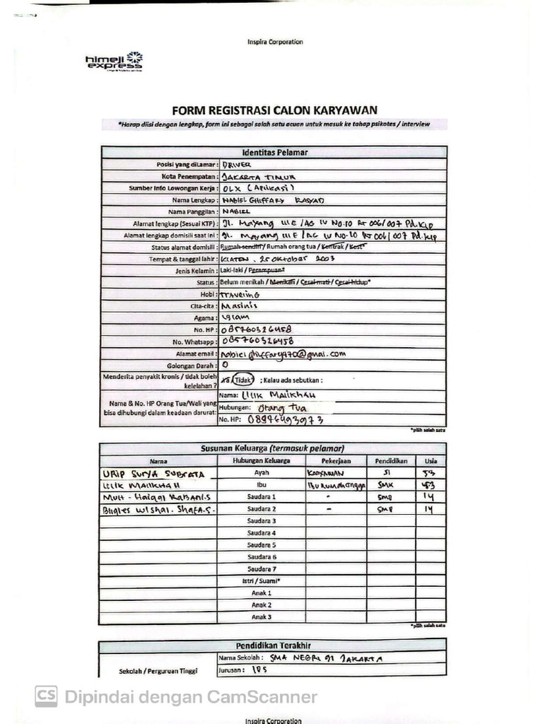 Form Registrasi | PDF