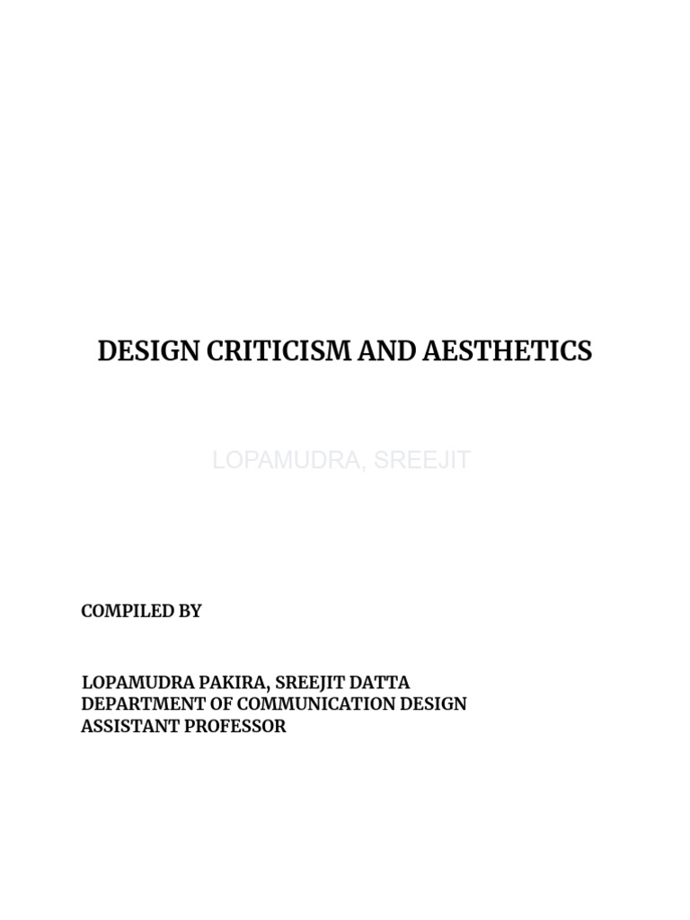 Design Criticism and Aesthetics Notes - Sem 2 | PDF