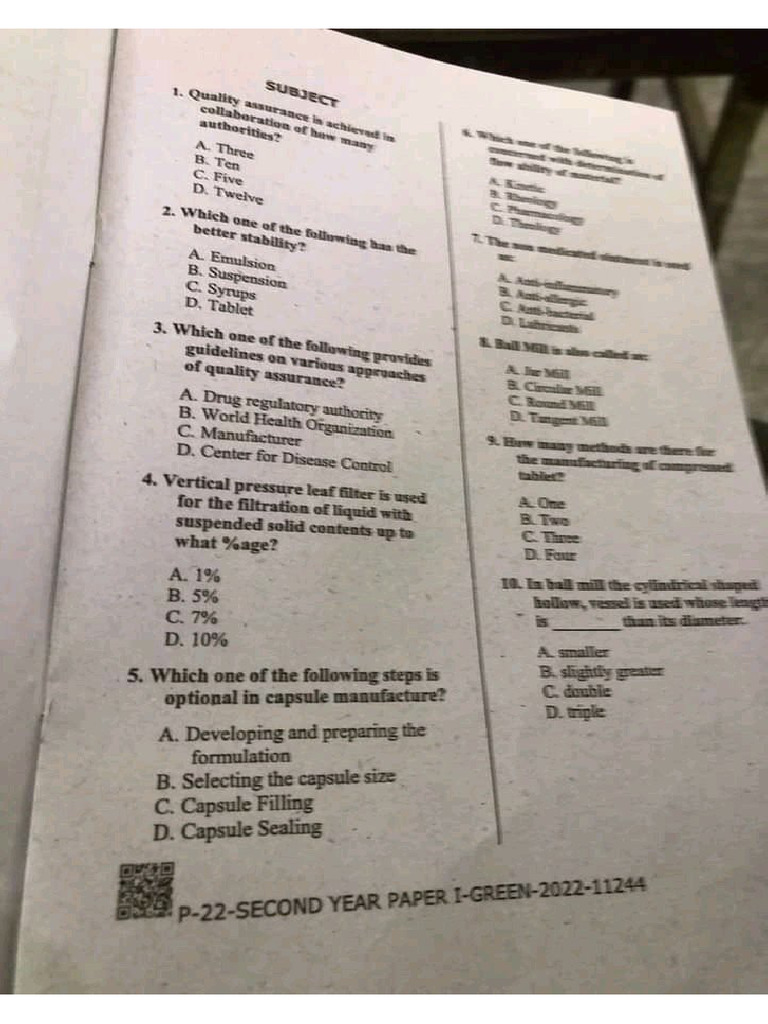 2nd Year Paper 1 2022 | PDF