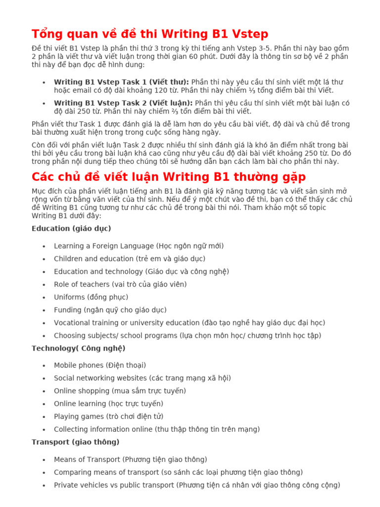 Writing B1 Task1,2 Vstep | PDF | Fast Food | Fat