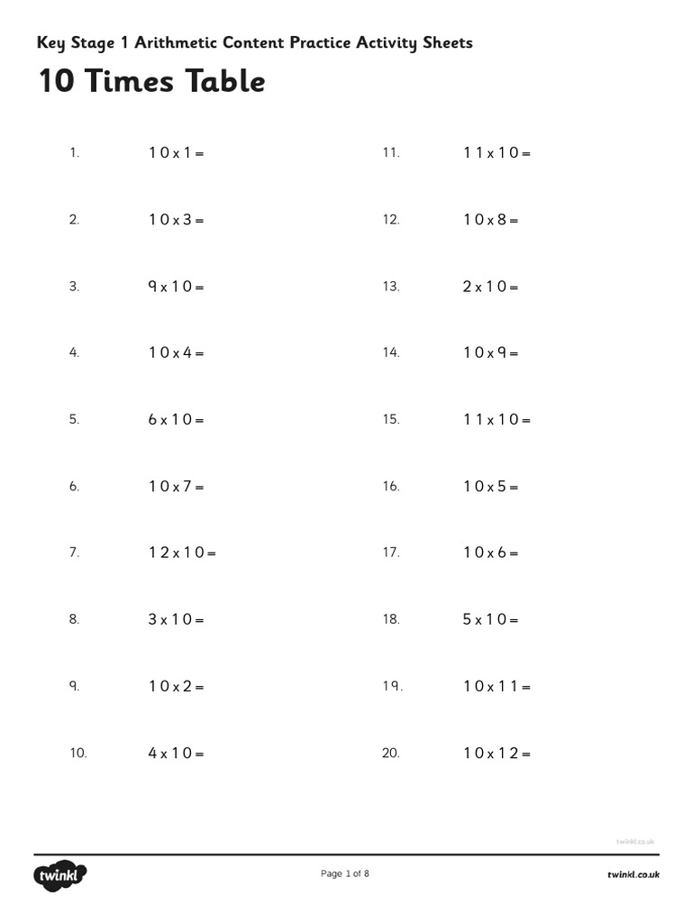 T N 4778 KS1 Arithmetic Content Practice Activity Sheets Recalling The ...