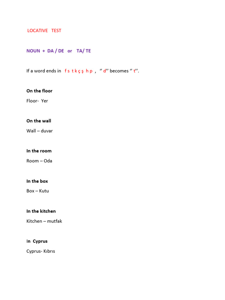 Test-1 Locative Case | PDF