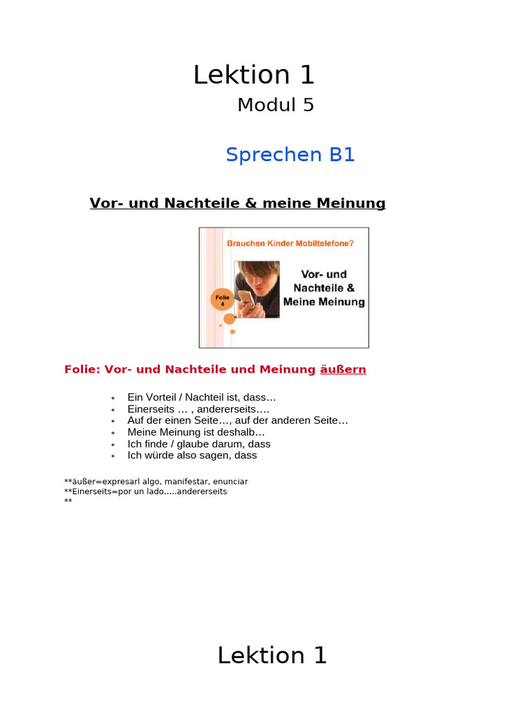 Lektion 1 Modul 6 - Mia | PDF