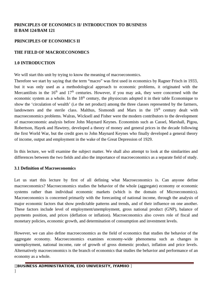 Principles of Economics II | PDF | Macroeconomics | Social Science
