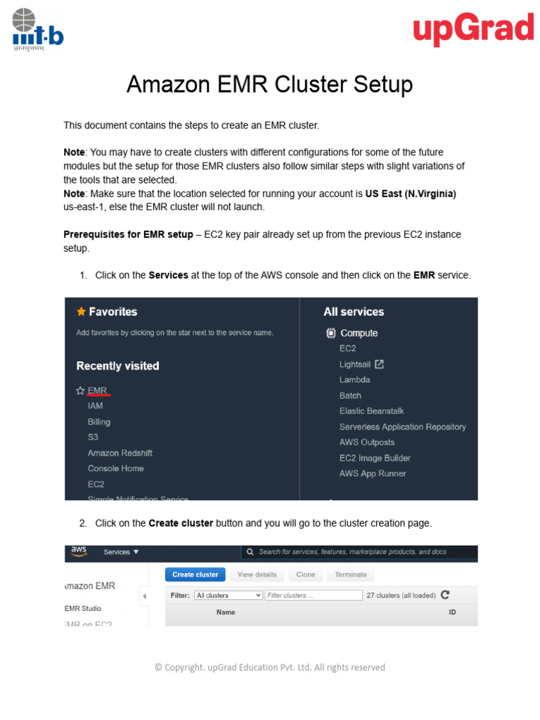 Amazon EMR Generic Cluster Setup | PDF