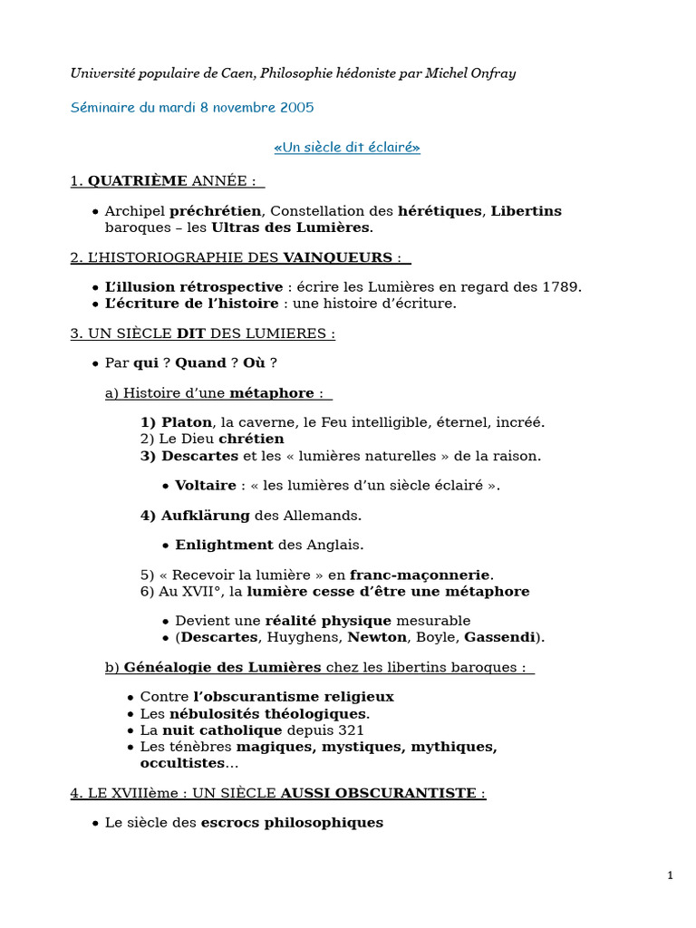 Lumières et Obscurantisme : Analyse Critique | PDF | Emmanuel Kant ...