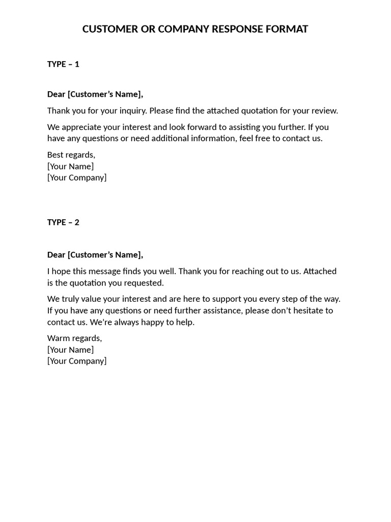 Customer Response | PDF