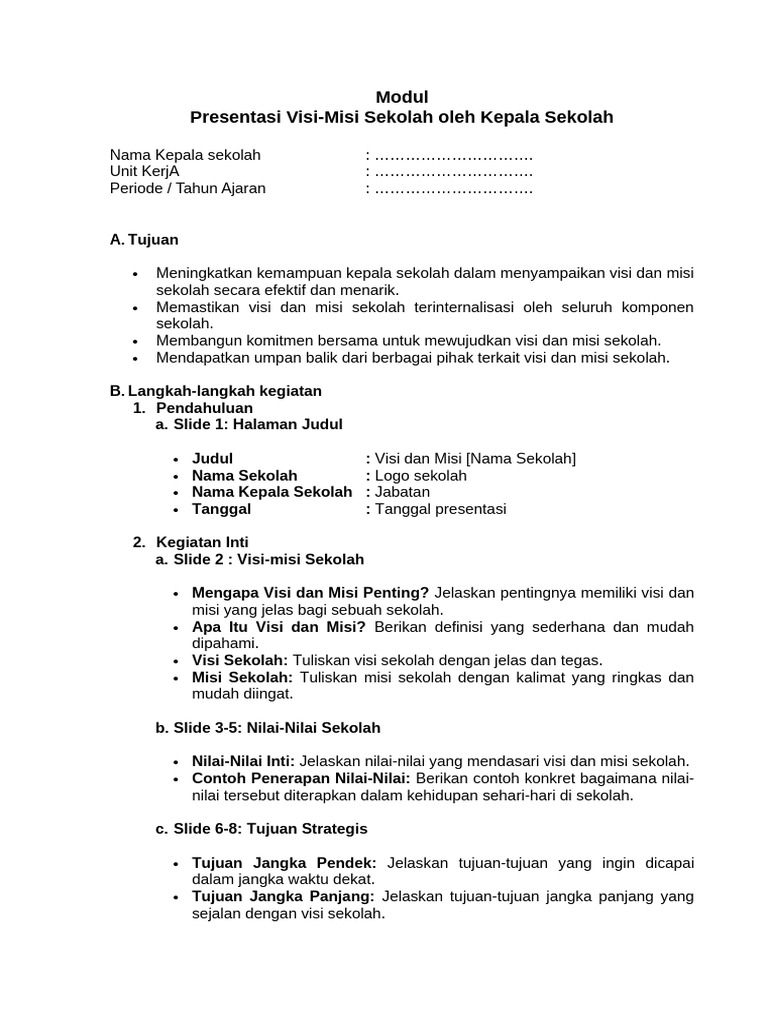 Modul Presentasi Visi-Misi Sekolah | PDF
