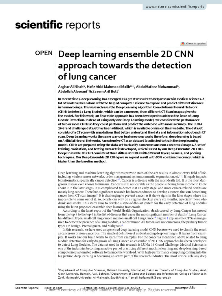 Deep Learning Ensemble 2D CNN Approach Towards The | PDF