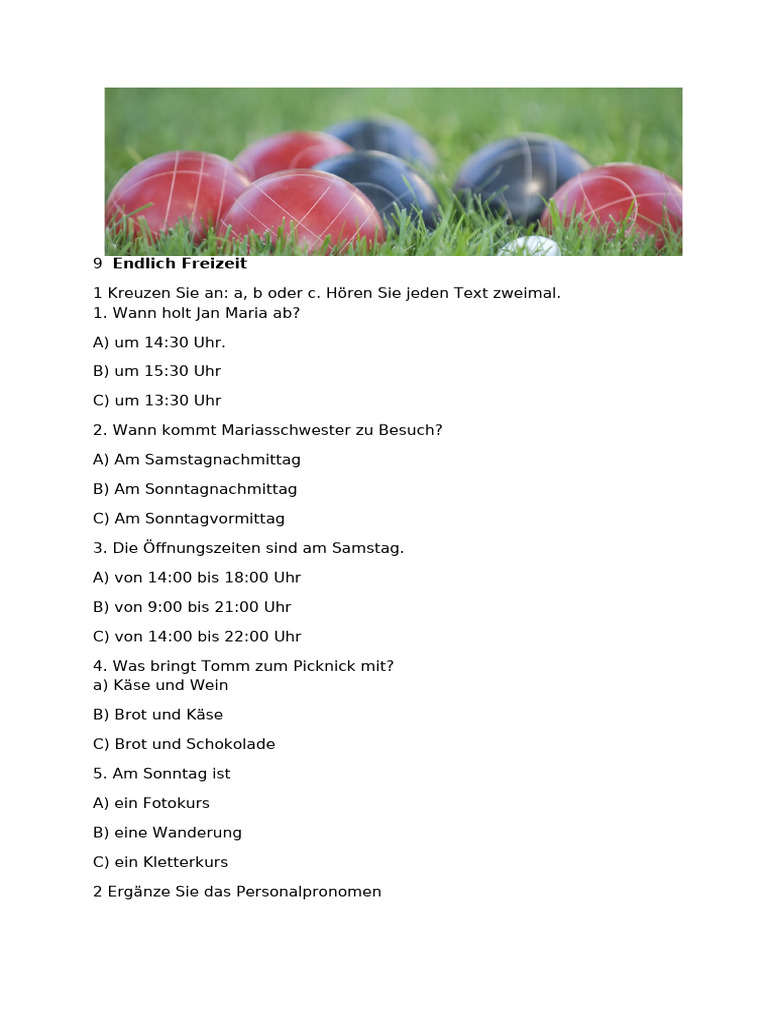 9 Endlich Freizeit | PDF