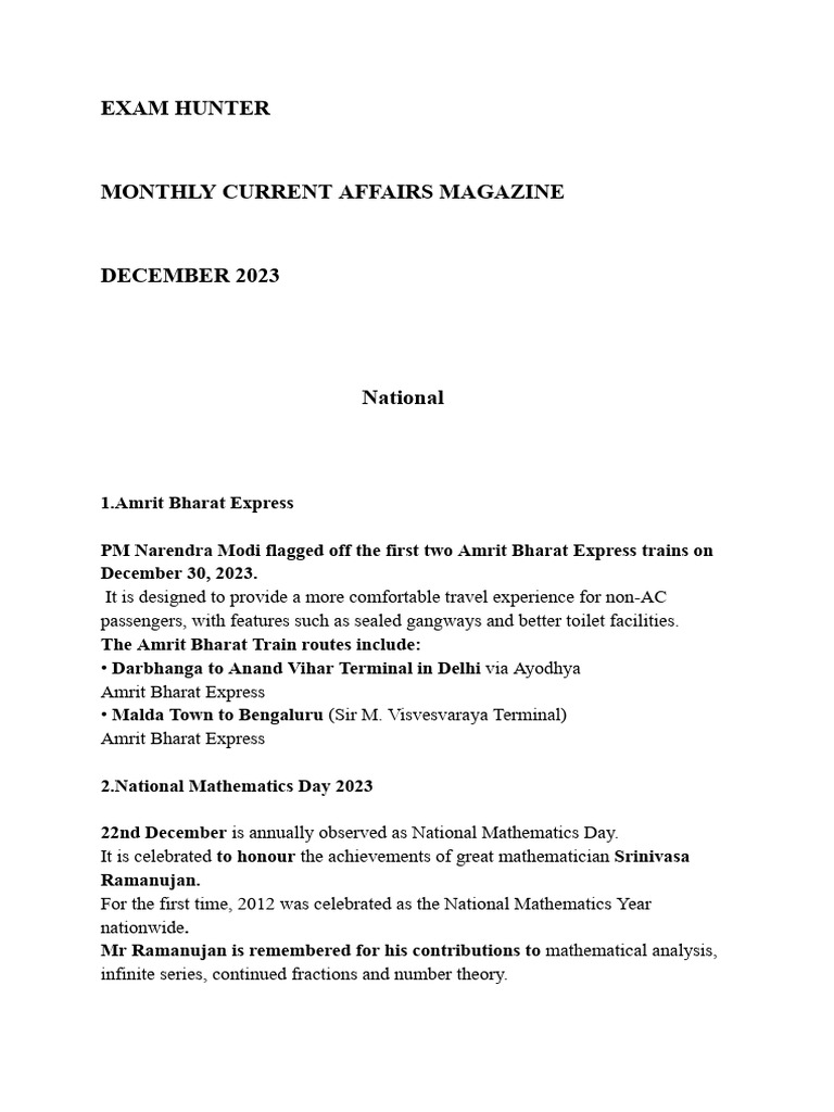 Current Affairs Magazine.... December (English) | PDF