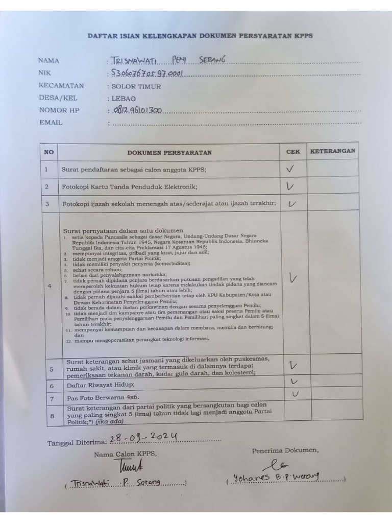 Calon Kpps Lebao, Erna | PDF