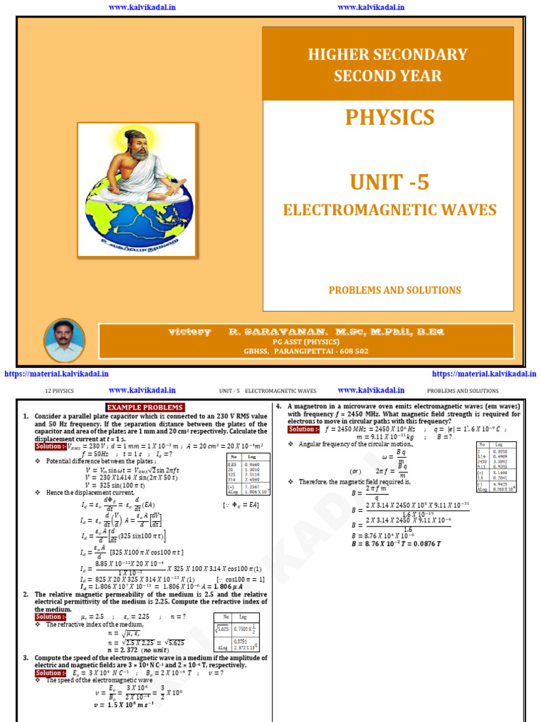 12th Physics UNIT 5 Problems & Solutions by R Saravanan English Medium ... 12th Physics UNIT 5 Problems & Solutions by R Saravanan English Medium ...