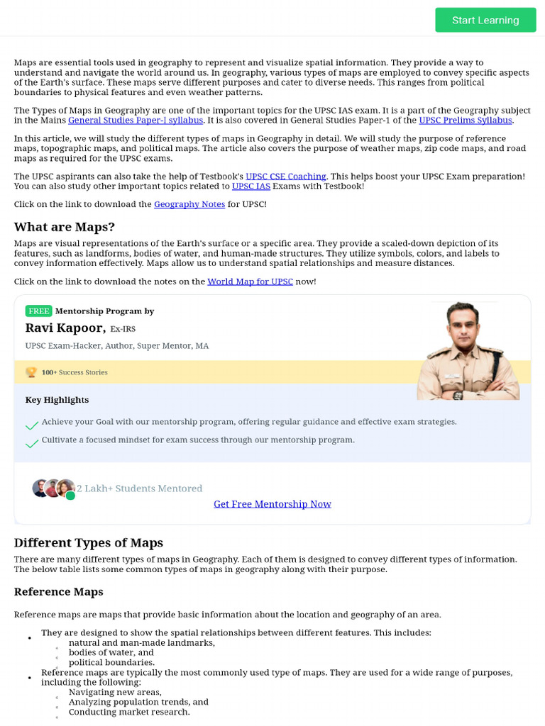 Types of Maps - Topographic, Political, Thematic, Maps & More | PDF
