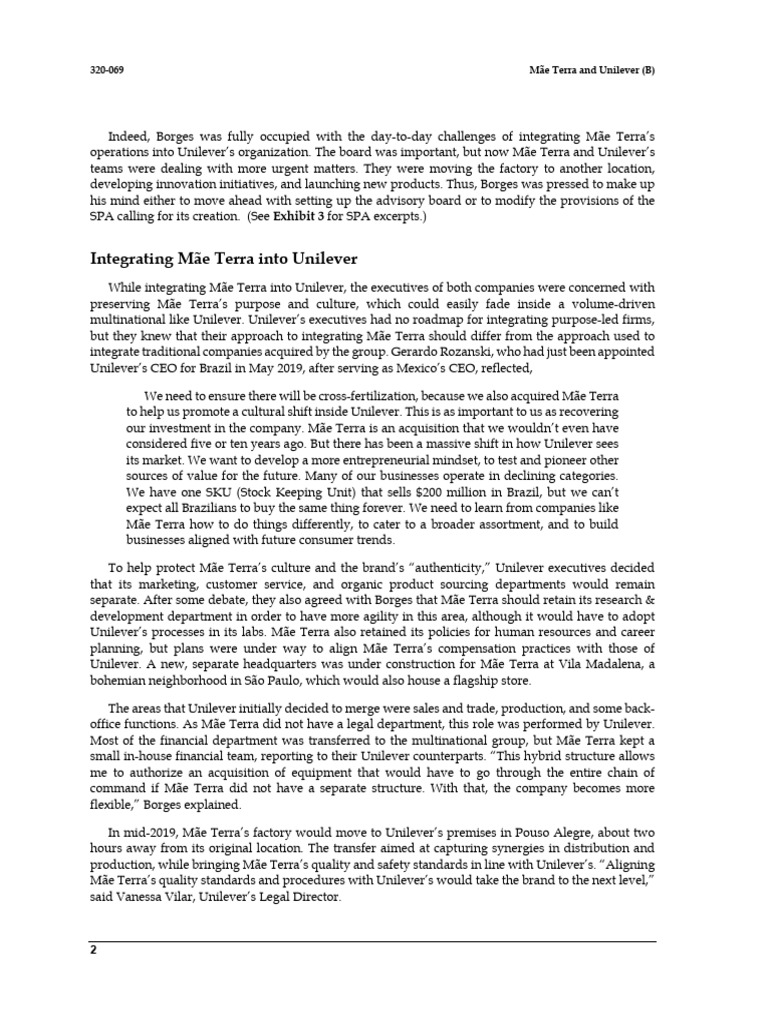 HBR-Case Study-Mãe Terra and Unilever-Pages | PDF | Brand | Social Science