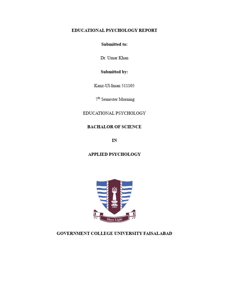 Educational Psychology Report | PDF