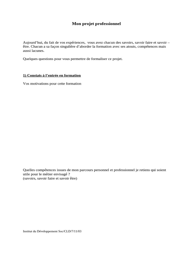 Mon Projet Professionnel ETS) | PDF