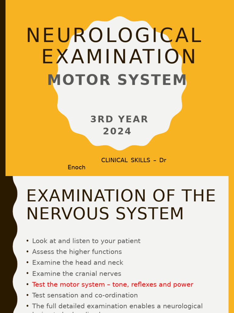 2024 Neuro Exam - Neuromotor Examination | PDF