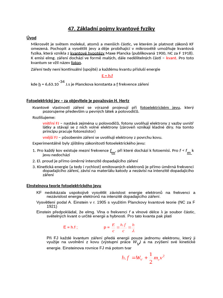 Základní Pojmy Kvantové Fyziky: Kvant | PDF