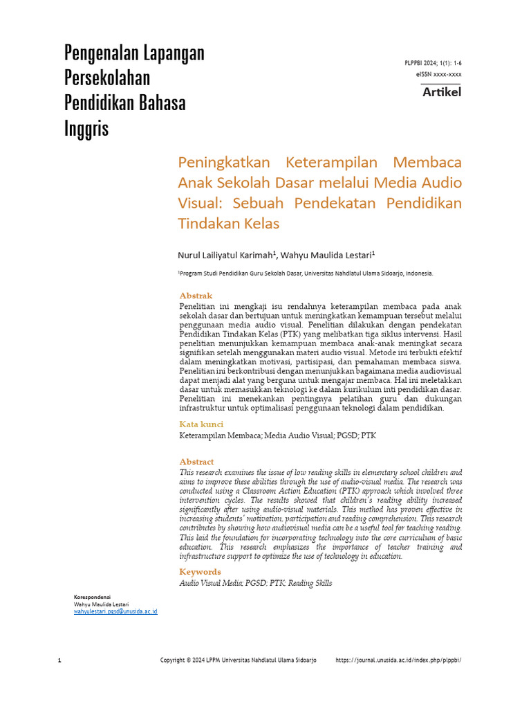 v3 Peningkatkan Pemahaman Membaca Siswa SD Melalui Media Audio Visual | PDF