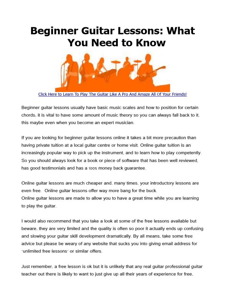 Beginner Guitar Lessons - What You Need To Know | PDF