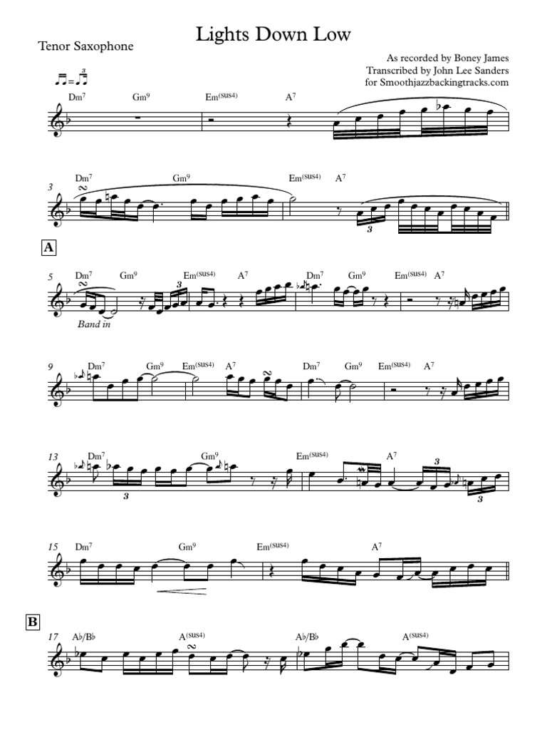 Lights Down Low - Boney James - Tenor Part | PDF