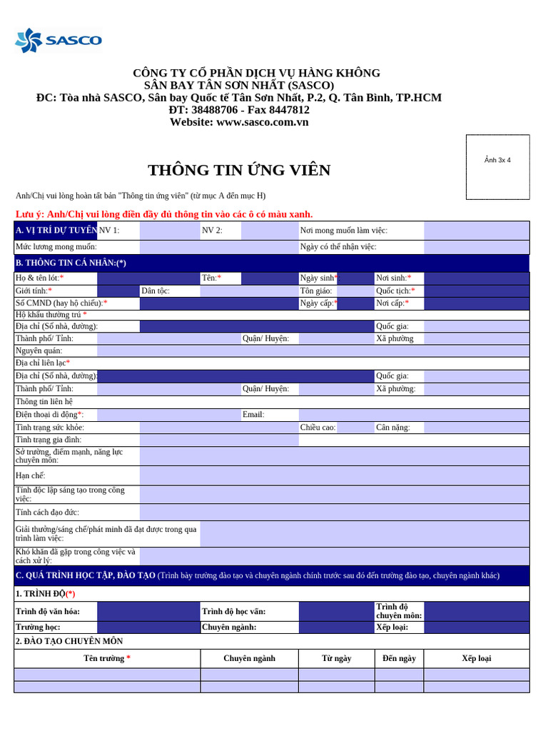 New Form CV UngVien | PDF