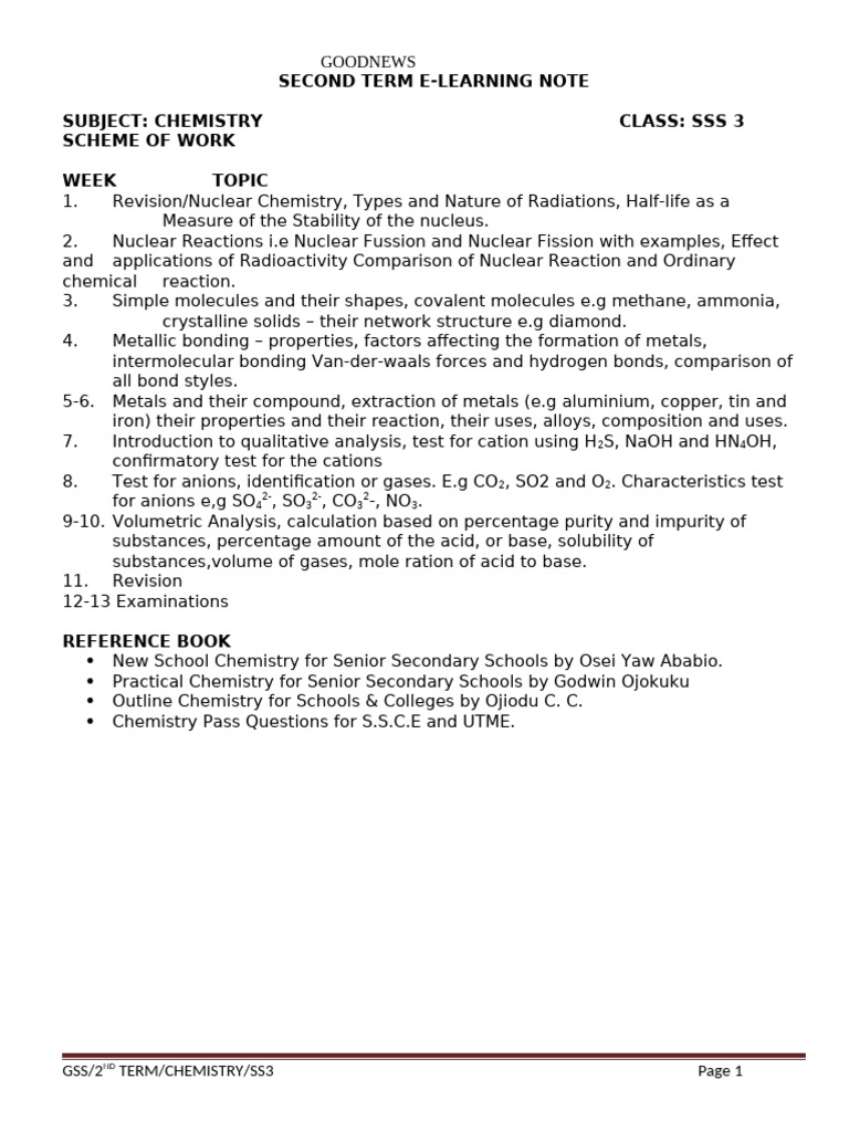 2ND TERM S3 CHEMISTRY Note | PDF