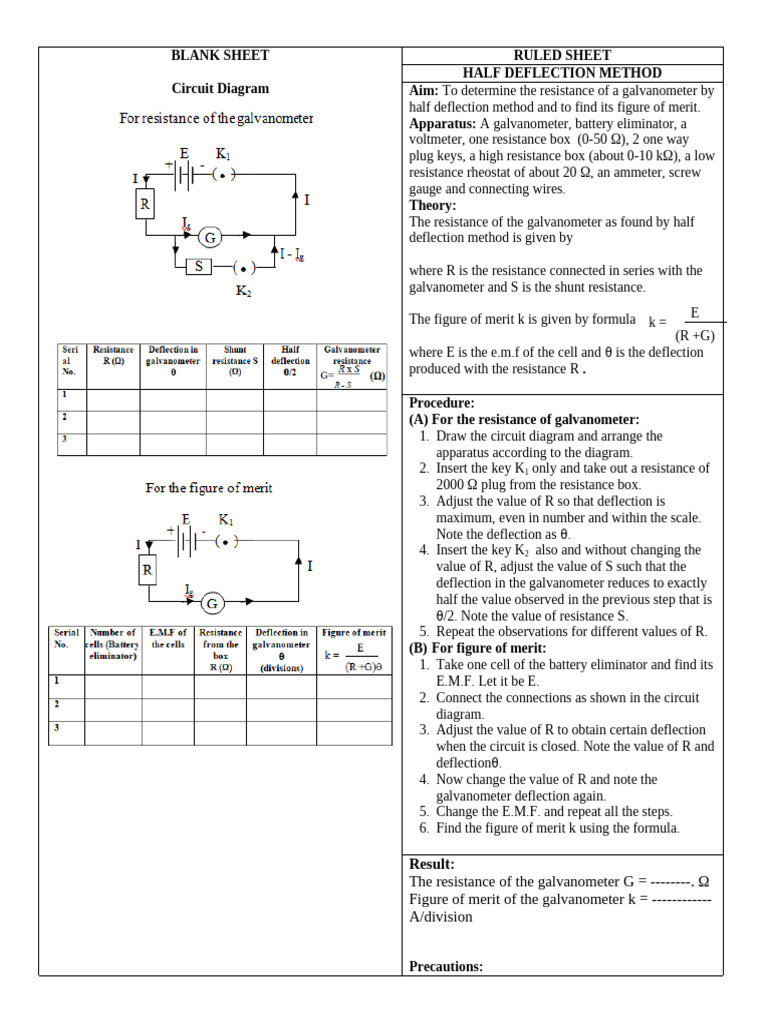 Experiment 4 - Half Deflection Method | PDF